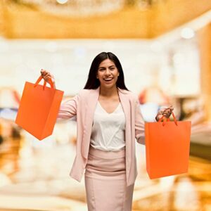 10 Pcs Orange Paper Gift Bag Wide Handle Cardstock Paper Bags All-Occasion Paper Bags Heavy Duty Shopping Bags Reusable Business Bag Vogue Paper Gift Bags Take Out Bags with Tissue,9.8"*5.1"*12.6"