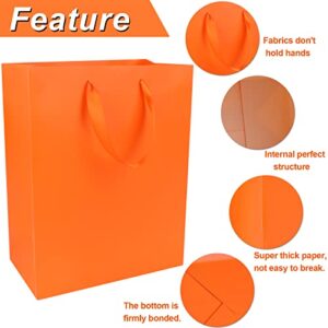 10 Pcs Orange Paper Gift Bag Wide Handle Cardstock Paper Bags All-Occasion Paper Bags Heavy Duty Shopping Bags Reusable Business Bag Vogue Paper Gift Bags Take Out Bags with Tissue,9.8"*5.1"*12.6"