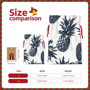 Drawstrings Christmas Gift Bags Pineapple-Navy-White Presents Wrapping Bags Xmas Gift Wrapping Sacks Pouches Medium