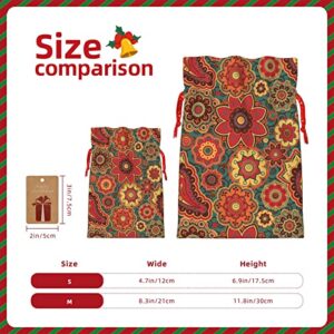 Drawstrings Christmas Gift Bags Retro-Colored-Paisley-Ornament Presents Wrapping Bags Xmas Gift Wrapping Sacks Pouches Medium