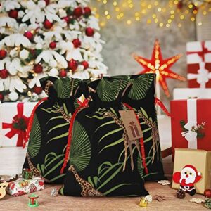 Drawstrings Christmas Gift Bags Giraffe-Forest Presents Wrapping Bags Xmas Gift Wrapping Sacks Pouches Medium