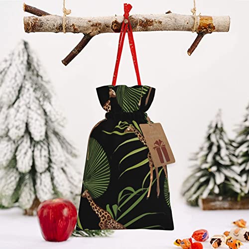 Drawstrings Christmas Gift Bags Giraffe-Forest Presents Wrapping Bags Xmas Gift Wrapping Sacks Pouches Medium