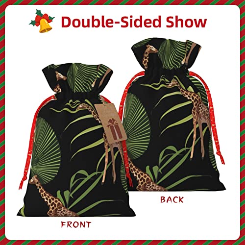 Drawstrings Christmas Gift Bags Giraffe-Forest Presents Wrapping Bags Xmas Gift Wrapping Sacks Pouches Medium