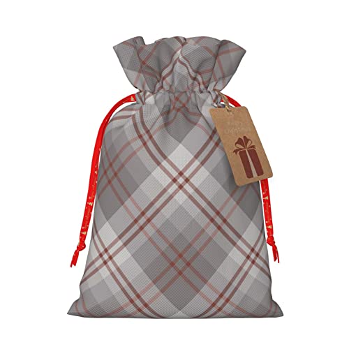 Drawstrings Christmas Gift Bags Fraser-Hunting-Tartan-Gray Presents Wrapping Bags Xmas Gift Wrapping Sacks Pouches Medium