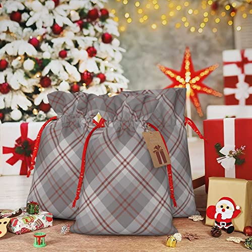 Drawstrings Christmas Gift Bags Fraser-Hunting-Tartan-Gray Presents Wrapping Bags Xmas Gift Wrapping Sacks Pouches Medium