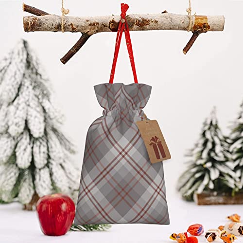 Drawstrings Christmas Gift Bags Fraser-Hunting-Tartan-Gray Presents Wrapping Bags Xmas Gift Wrapping Sacks Pouches Medium