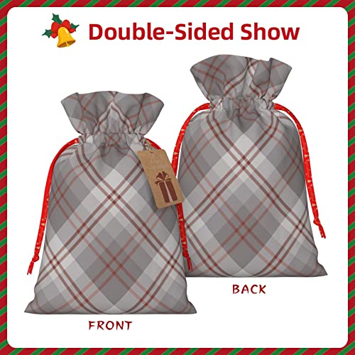 Drawstrings Christmas Gift Bags Fraser-Hunting-Tartan-Gray Presents Wrapping Bags Xmas Gift Wrapping Sacks Pouches Medium