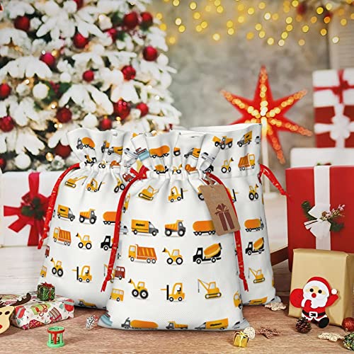 Drawstrings Christmas Gift Bags Aircraft-Motor-Car-Excavator Presents Wrapping Bags Xmas Gift Wrapping Sacks Pouches Medium