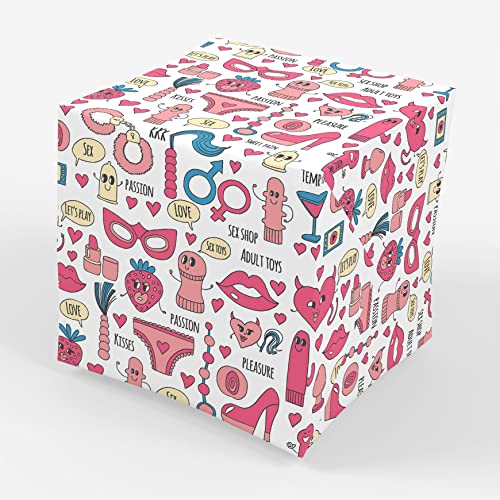 Stesha Party Adult Themed Gift Wrapping Paper - Folded Flat 30 x 20 Inch (3 Sheets)