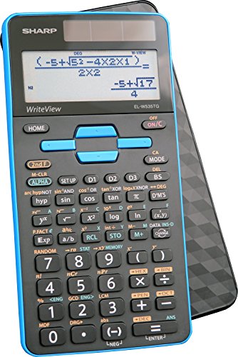 Sharp Calculators EL-W535TGBBL 16-Digit Scientific Calculator with WriteView, 4 Line Display, Battery and Solar Hybrid Powered LCD Display, Black & Blue, Black, Blue, 6.4" x 3.1" x 0.6" x 6.4"