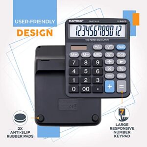 Premium Commercial 12-Digit Large Desktop Calculator with Huge 5-Inch LCD Display Screen, Giant Responsive Buttons, Battery and Solar Powered, Perfect for Home/Office Accounting Finance Use, CD-2776