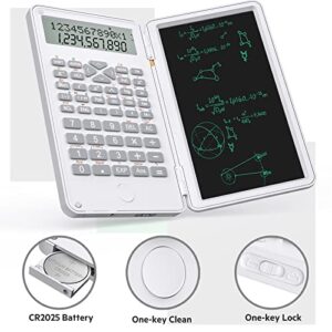 LMAIVE Calculators, Scientific Calculator, 12-Digit Calculator with Writing Tablet, Foldable Financial Calculator, LCD Dual Display Desk Calculator Pocket Calculator for School Office (White)