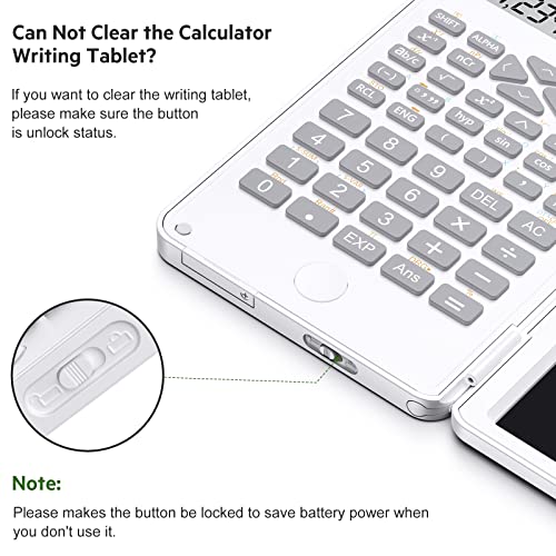 LMAIVE Calculators, Scientific Calculator, 12-Digit Calculator with Writing Tablet, Foldable Financial Calculator, LCD Dual Display Desk Calculator Pocket Calculator for School Office (White)