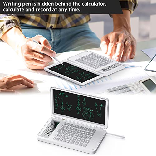 LMAIVE Calculators, Scientific Calculator, 12-Digit Calculator with Writing Tablet, Foldable Financial Calculator, LCD Dual Display Desk Calculator Pocket Calculator for School Office (White)