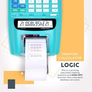 Printing Calculator with 12 Digit LCD Display Screen, 2.03 Lines/sec, Two Color Printing, Adding Machine for Accounting Use, AC Adapter Included (Light Blue)