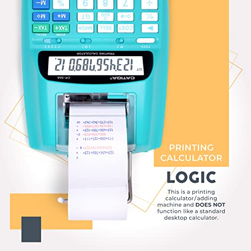 Printing Calculator with 12 Digit LCD Display Screen, 2.03 Lines/sec, Two Color Printing, Adding Machine for Accounting Use, AC Adapter Included (Light Blue)