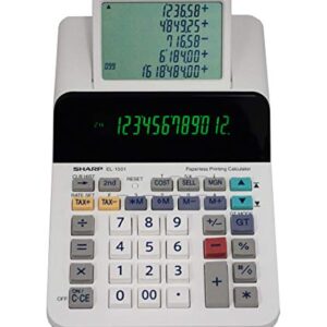 Sharp El-1501 Compact Cordless Paperless Large 12-Digit Display Desktop Printing Calculator That Utilizes Printing Calculator Logic