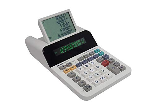 Sharp El-1501 Compact Cordless Paperless Large 12-Digit Display Desktop Printing Calculator That Utilizes Printing Calculator Logic