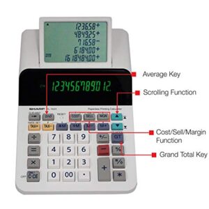 Sharp El-1501 Compact Cordless Paperless Large 12-Digit Display Desktop Printing Calculator That Utilizes Printing Calculator Logic