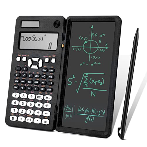 LINGSFIRE Dual Power Scientific Calculator with Writing Tablet, 2 Line Display and 349 Arithmetic Functions Financial Calculator School Supplies for High School Students Financial Business College