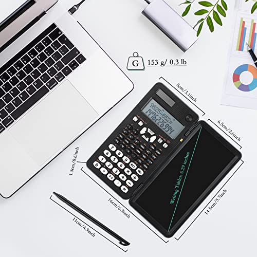 LINGSFIRE Dual Power Scientific Calculator with Writing Tablet, 2 Line Display and 349 Arithmetic Functions Financial Calculator School Supplies for High School Students Financial Business College