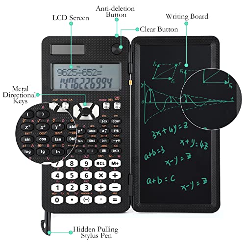 LINGSFIRE Dual Power Scientific Calculator with Writing Tablet, 2 Line Display and 349 Arithmetic Functions Financial Calculator School Supplies for High School Students Financial Business College