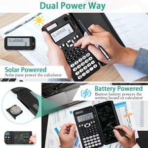 LINGSFIRE Dual Power Scientific Calculator with Writing Tablet, 2 Line Display and 349 Arithmetic Functions Financial Calculator School Supplies for High School Students Financial Business College