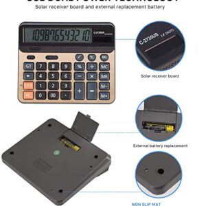 Calculator, Solar Battery Calculator Dual Power Large Standard Function Desktop Business Calculators, 12-Digit LCD Display Big Number Electronics Calculator for Office Finance School Student