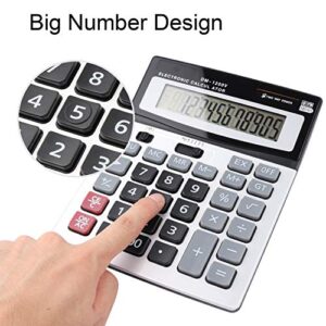 HIHUHEN Large Electronic Calculator Counter Solar & Battery Power 12 Digit Display Multi-Functional Big Button for Business Office School Calculating (1 x Calculator)