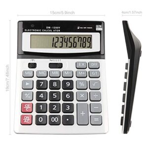 HIHUHEN Large Electronic Calculator Counter Solar & Battery Power 12 Digit Display Multi-Functional Big Button for Business Office School Calculating (1 x Calculator)