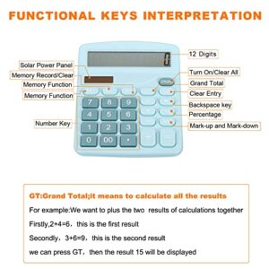 PATIKIL Desk Calculator, 2 Pack Standard Function 12 Digits Large LCD Display Electronic Calculator Solar Battery Dual Power for Home Office Desktop, Blue