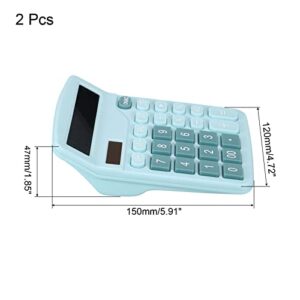 PATIKIL Desk Calculator, 2 Pack Standard Function 12 Digits Large LCD Display Electronic Calculator Solar Battery Dual Power for Home Office Desktop, Blue