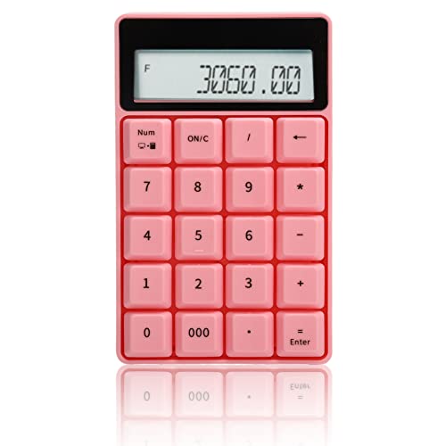 Wireless Number Pad, 2 in 1 Wireless Numeric Keypad 2.4G Digital Display Number Keyboard with Accounting Calculator Financial Accounting Numpad for Home Office Business