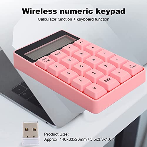 Wireless Number Pad, 2 in 1 Wireless Numeric Keypad 2.4G Digital Display Number Keyboard with Accounting Calculator Financial Accounting Numpad for Home Office Business