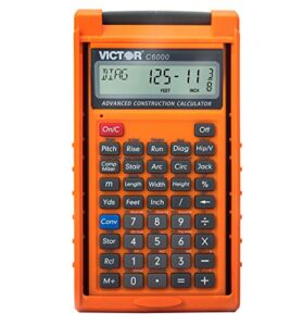 victor c6000 advanced construction calculator with protective case displays in fractional or dimensional forms perfect for carpenters, renovators,builders, contractors, estimators