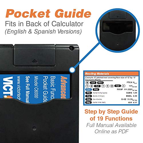 Victor C6000 Advanced Construction Calculator with Protective Case Displays in Fractional or Dimensional Forms Perfect for Carpenters, Renovators,Builders, Contractors, Estimators