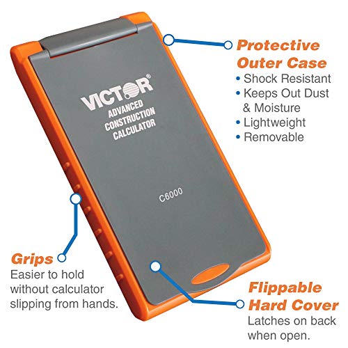 Victor C6000 Advanced Construction Calculator with Protective Case Displays in Fractional or Dimensional Forms Perfect for Carpenters, Renovators,Builders, Contractors, Estimators