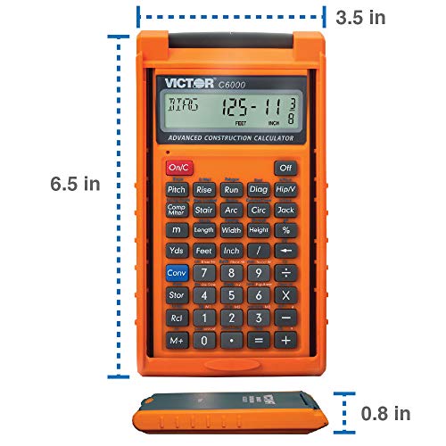 Victor C6000 Advanced Construction Calculator with Protective Case Displays in Fractional or Dimensional Forms Perfect for Carpenters, Renovators,Builders, Contractors, Estimators