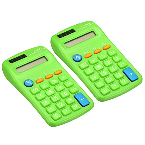 PATIKIL Small Pocket Calculator, 2 Pack Basic Handheld Calculator 8 Digit LCD Display Four Function Battery Powered for Desktop Home Office, Green