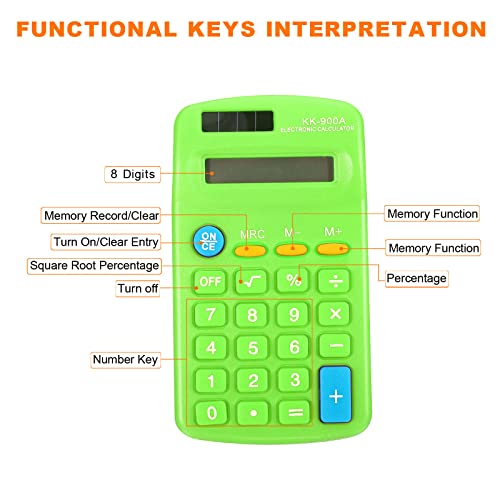 PATIKIL Small Pocket Calculator, 2 Pack Basic Handheld Calculator 8 Digit LCD Display Four Function Battery Powered for Desktop Home Office, Green