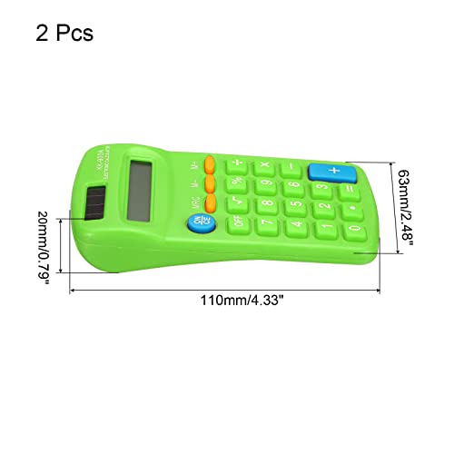 PATIKIL Small Pocket Calculator, 2 Pack Basic Handheld Calculator 8 Digit LCD Display Four Function Battery Powered for Desktop Home Office, Green