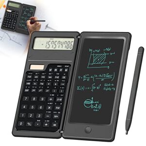 scientific calculators with erasable writing tablet, huijutchen foldable 10 digit desk calculator, solar and battery powered, back to school supplies for middle school, high school & college students