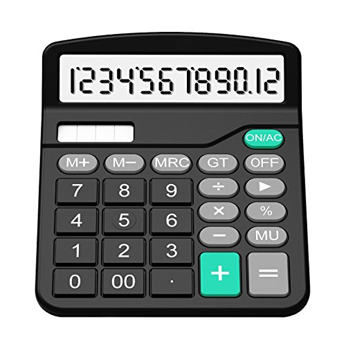 ECOiNVA Calculator Office Basic Financial Calculator with 12 Digit LCD Display Solar and Battery Dual Power (Basic)