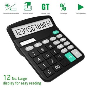 ECOiNVA Calculator Office Basic Financial Calculator with 12 Digit LCD Display Solar and Battery Dual Power (Basic)