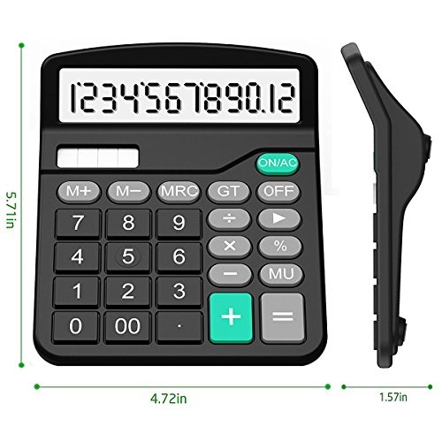 ECOiNVA Calculator Office Basic Financial Calculator with 12 Digit LCD Display Solar and Battery Dual Power (Basic)