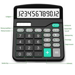 ECOiNVA Calculator Office Basic Financial Calculator with 12 Digit LCD Display Solar and Battery Dual Power (Basic)