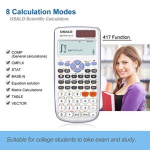 OSALO Scientific Calculator 417 Function 2 Line 10+2 Digits Written Display Solar Scientific Calculator (OS 991ES Plus)