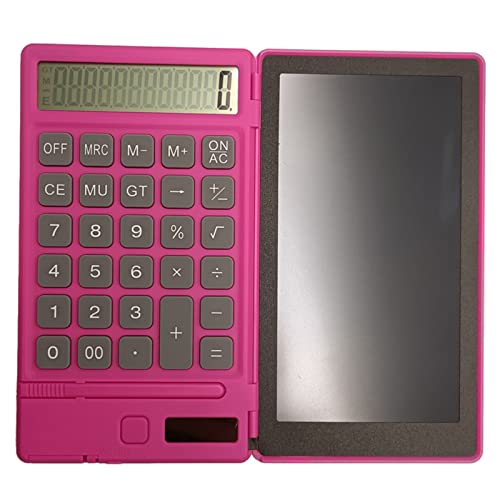 AKHOK Calculator Notepad, Scientific Calculators with Writing Tablet 12-Digit LCD Display Financial Calculator Mute Portable and Foldable Desktop Calculator for Office High School College,Pink