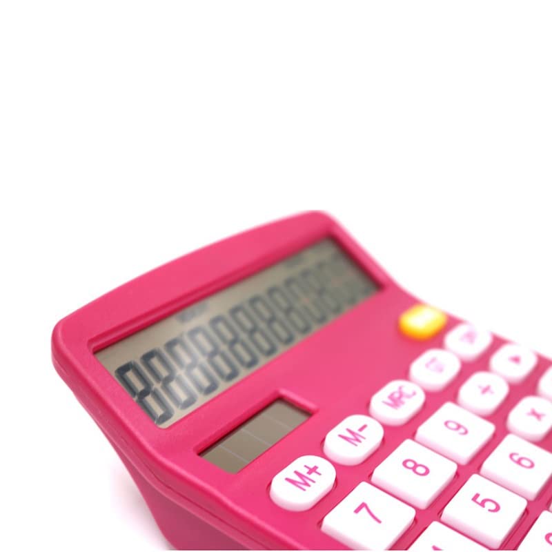 SDFGH 12 Digit Desk Calculator Large Buttons Financial Business Accounting Tool Rose Red Color for Office School Gift