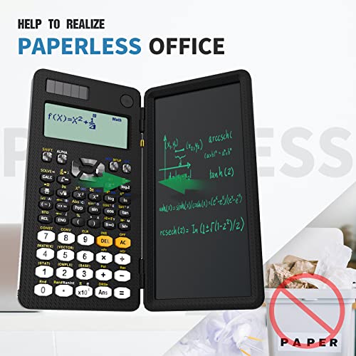 Upgraded 991ES Plus Scientific Calculator, ROATEE Professional Scientific Calculators with Erasable LCD Writing Tablet, Solar and Battery Dual Power,Desktop Calculator with Notepad for Office, School